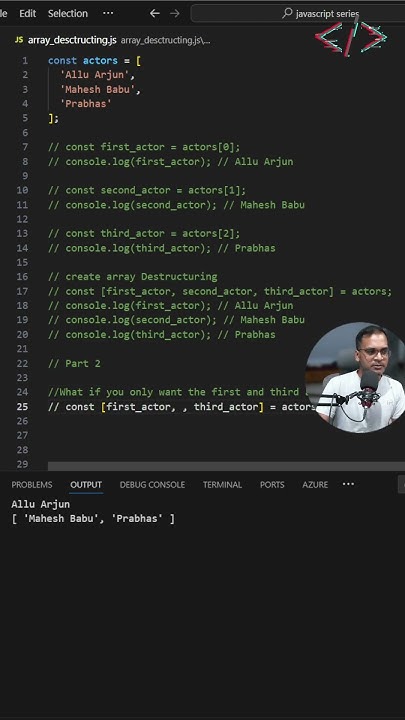 🌟 Js Array Destructuring What If You Only Want The First And Third Actor 🎬 Coding Codewithkg