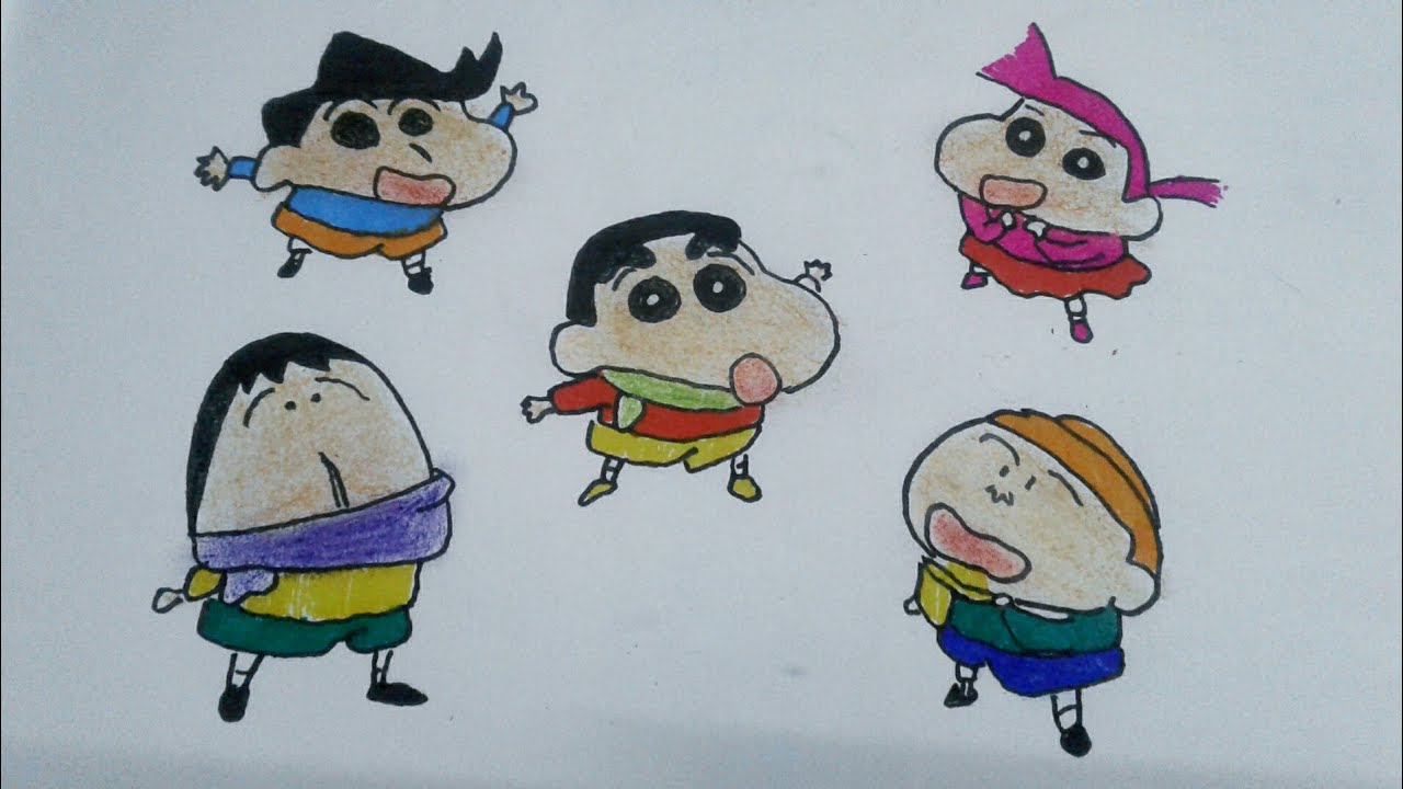 How to draw Shinchan And His friends || Shinchan drawing - YouTube