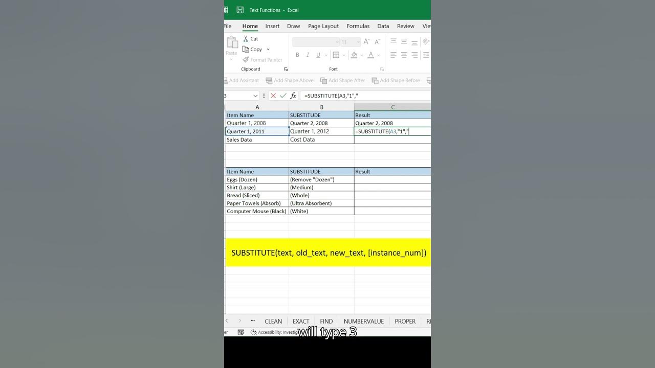 Replace Text Instantly with SUBSTITUTE Function in Excel! - YouTube