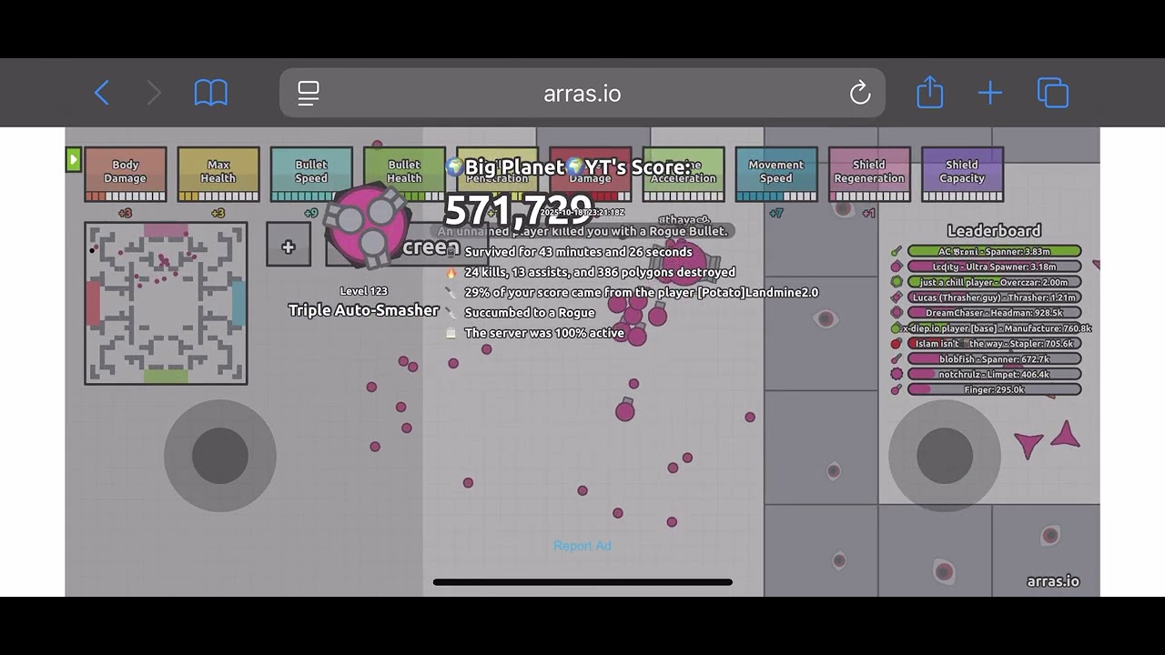600k Triple Auto-Smasher arras.io - YouTube