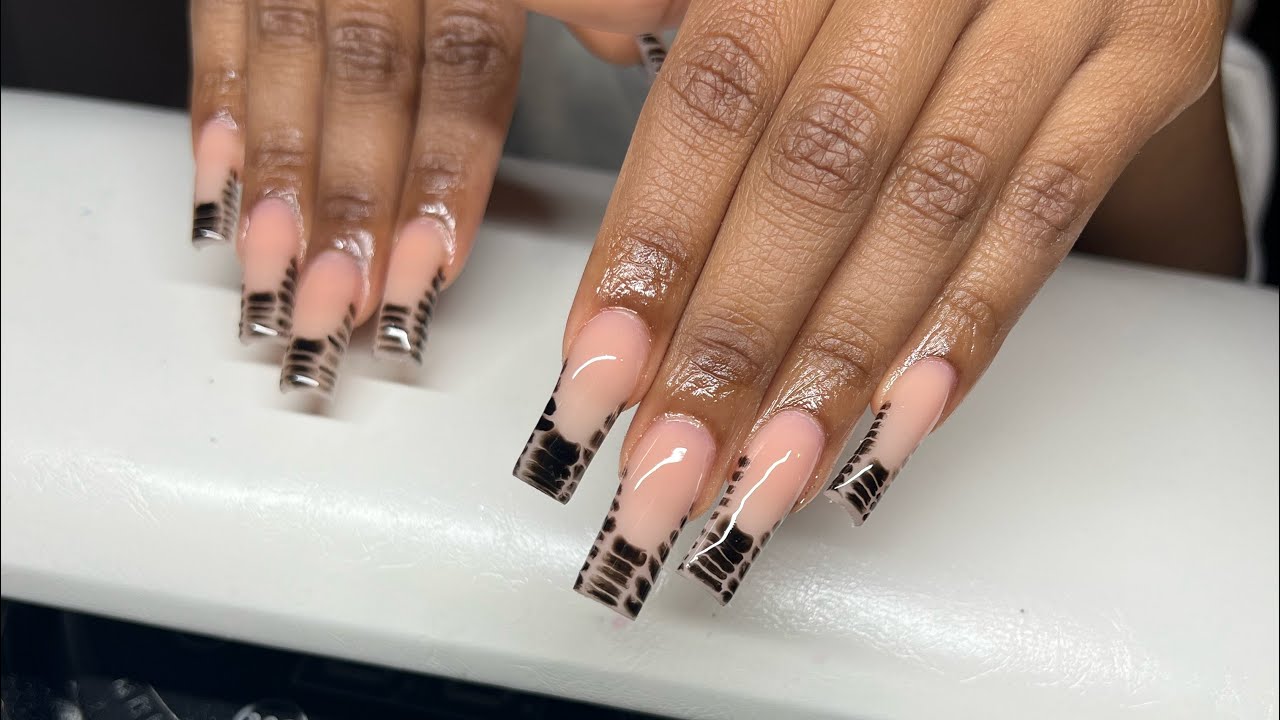 Croc Print French Tip Acrylic Nail Tutorial - YouTube