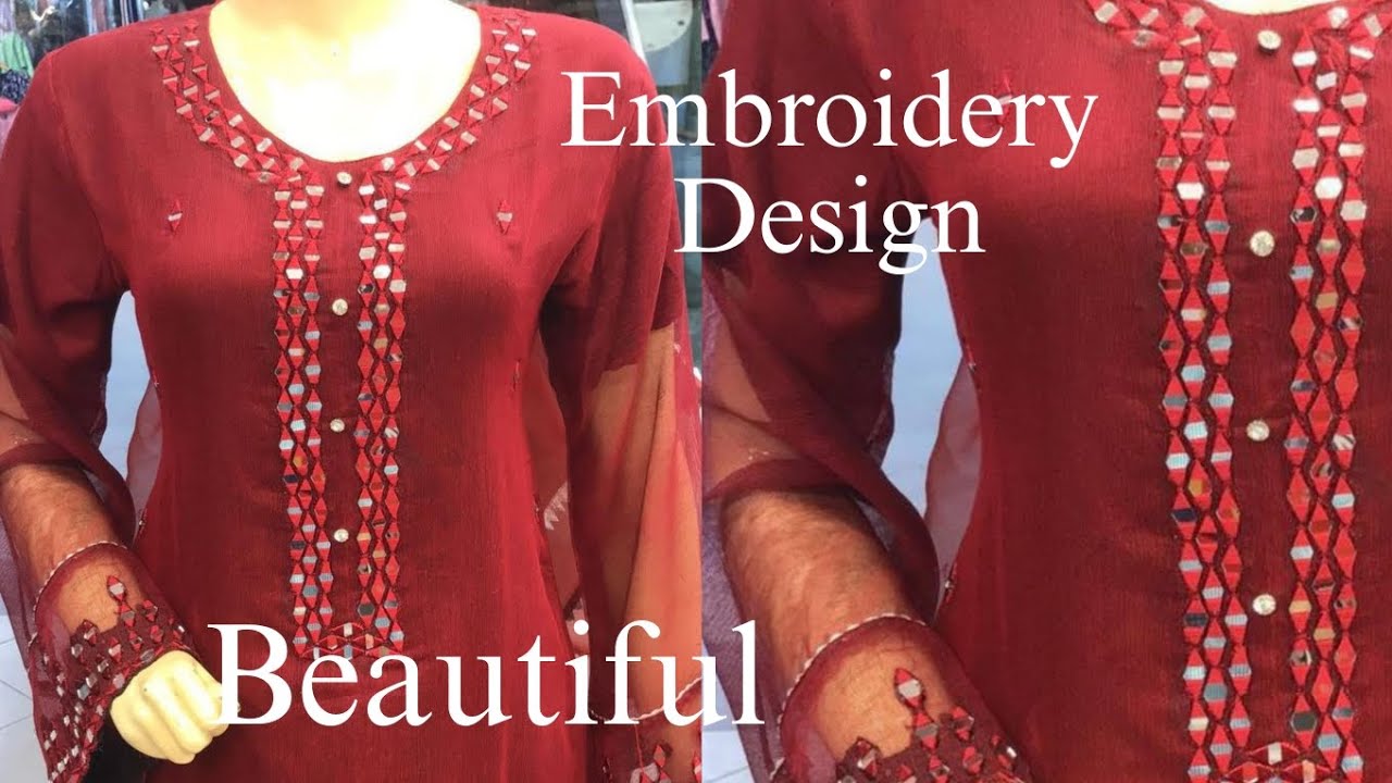 Beautiful Red Kurti Handwork Embroidery Design🌟🌟🌟Easy Handwork Embroidery - YouTube