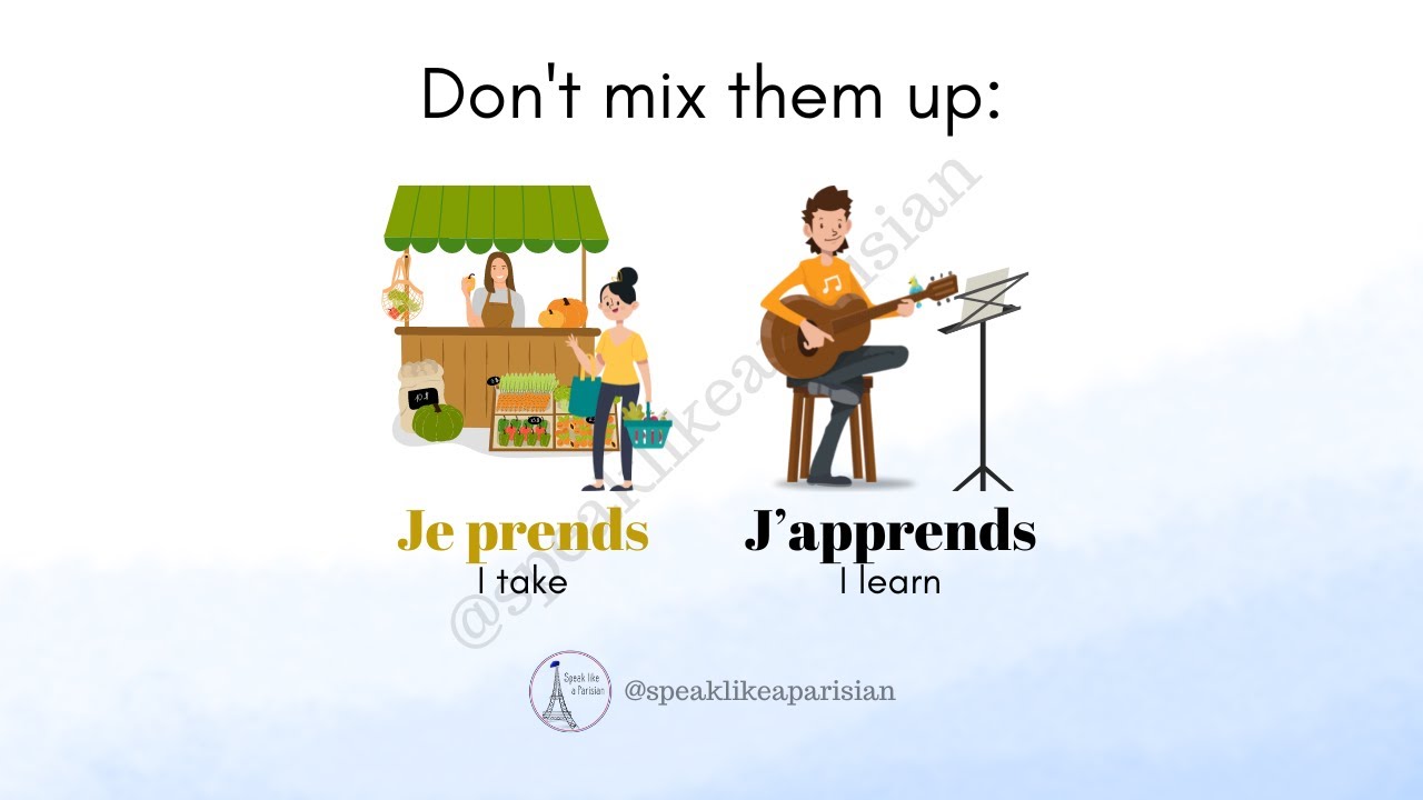 How to not mix up "Je prends" (I take) 🛍️ and "J’apprends" (I learn) 📖 ...