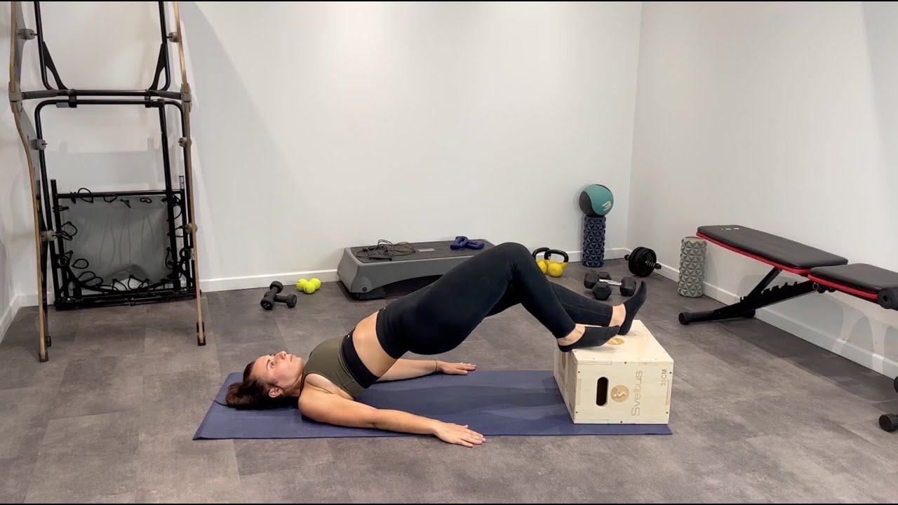 Bodyweight Feet Elevated Staggered Glute Bridge - YouTube