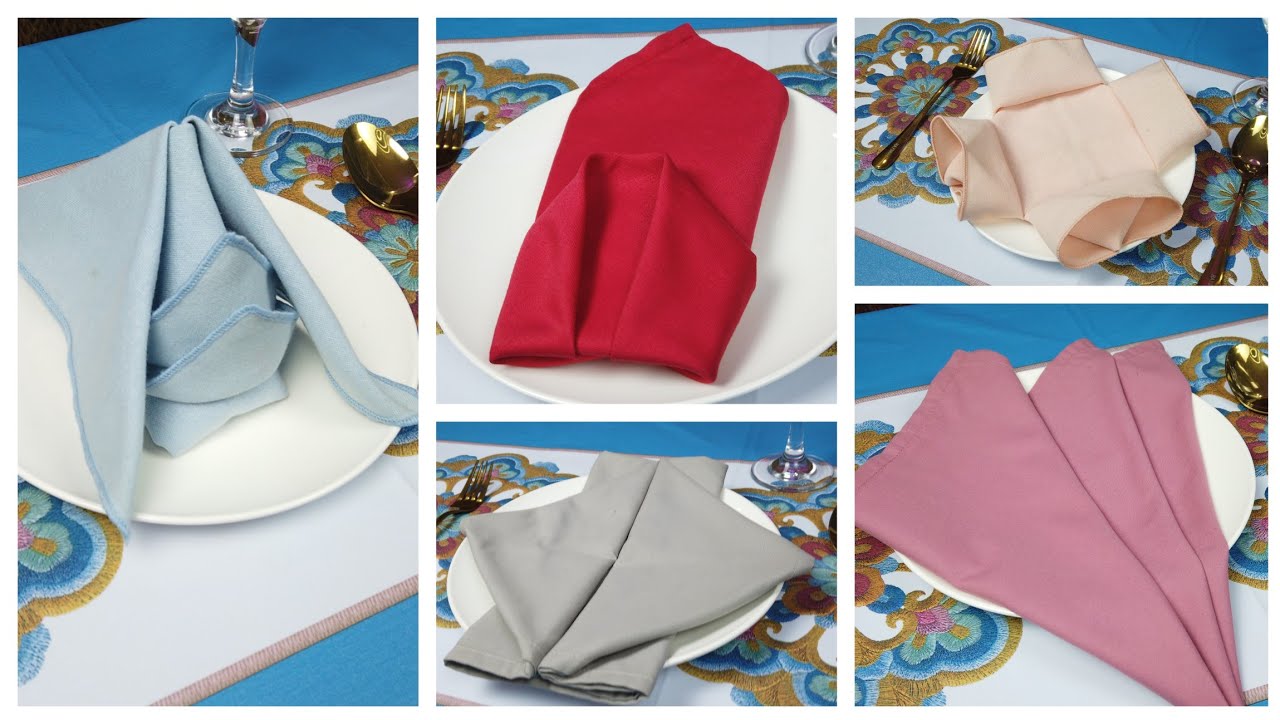 5 VERY EASY DESIGN TABLE NAPKIN FOLDING - YouTube