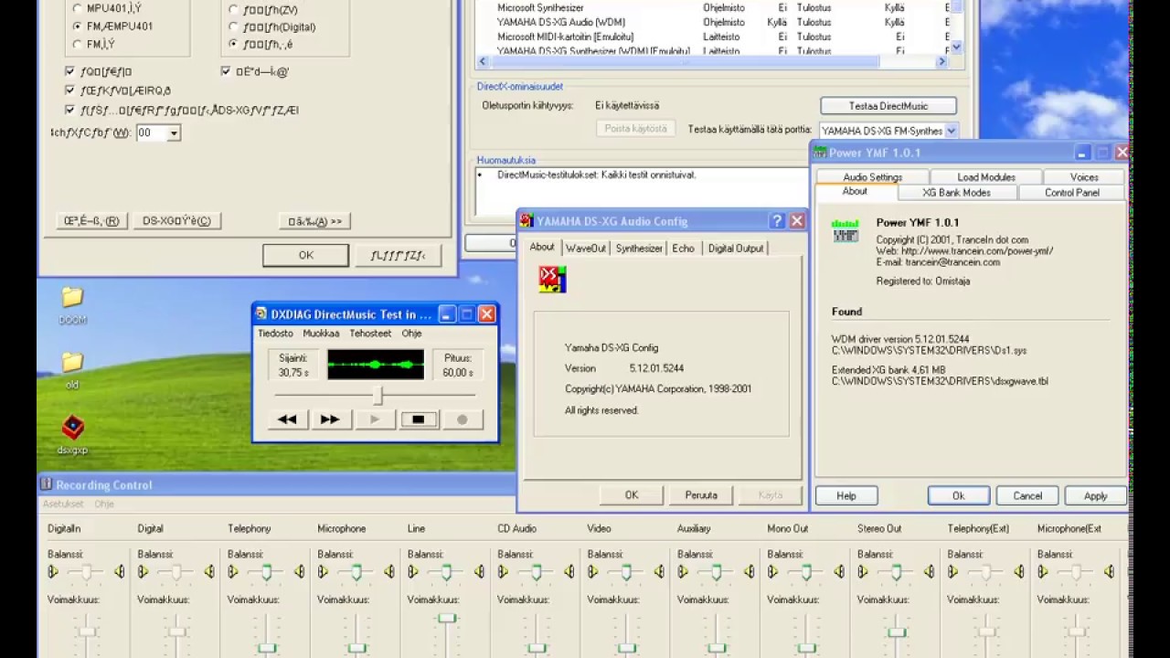 DXDIAG DirectMusic Test in WinXP Home Edition (FI) with SP1 ...