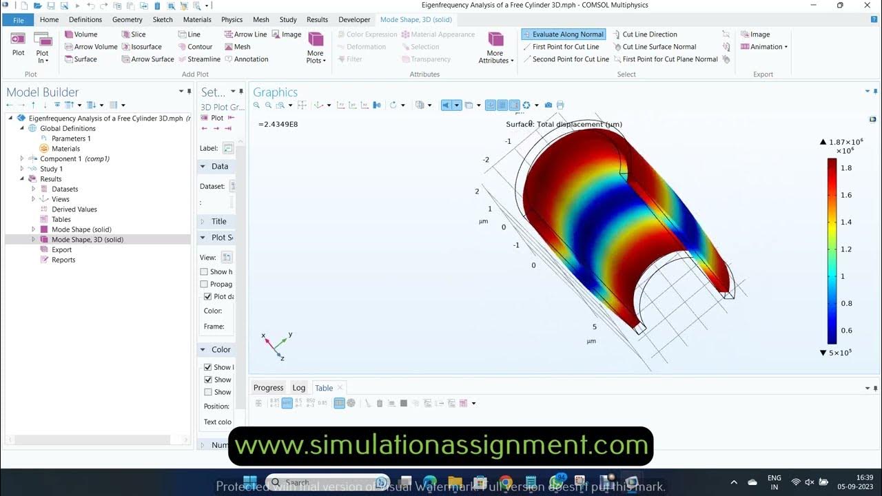 COMSOL | Eigenfrequency Analysis of a Free Cylinder 3D - YouTube
