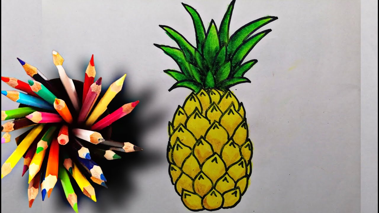 How to draw a pineapple🍍 | Step by step drawing for kids | DADA Art ...