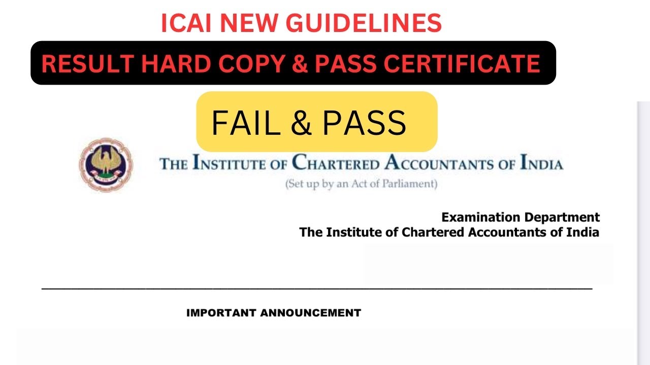 ICAI new Guidelines CA Result hard Copy & Pass Certificate | Official ...
