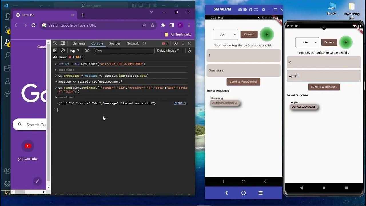 Implement Websocket server and flutter apps demo preview - YouTube