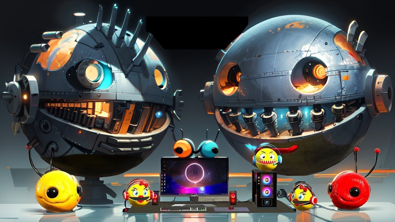 pacman vs monster pacman vs robot pac - YouTube
