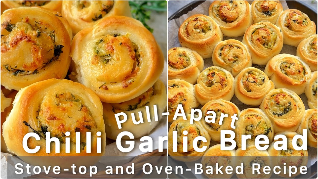 Pull-Apart Chilli Garlic Cheese Bread Rolls | Stove-top demo & Oven ...