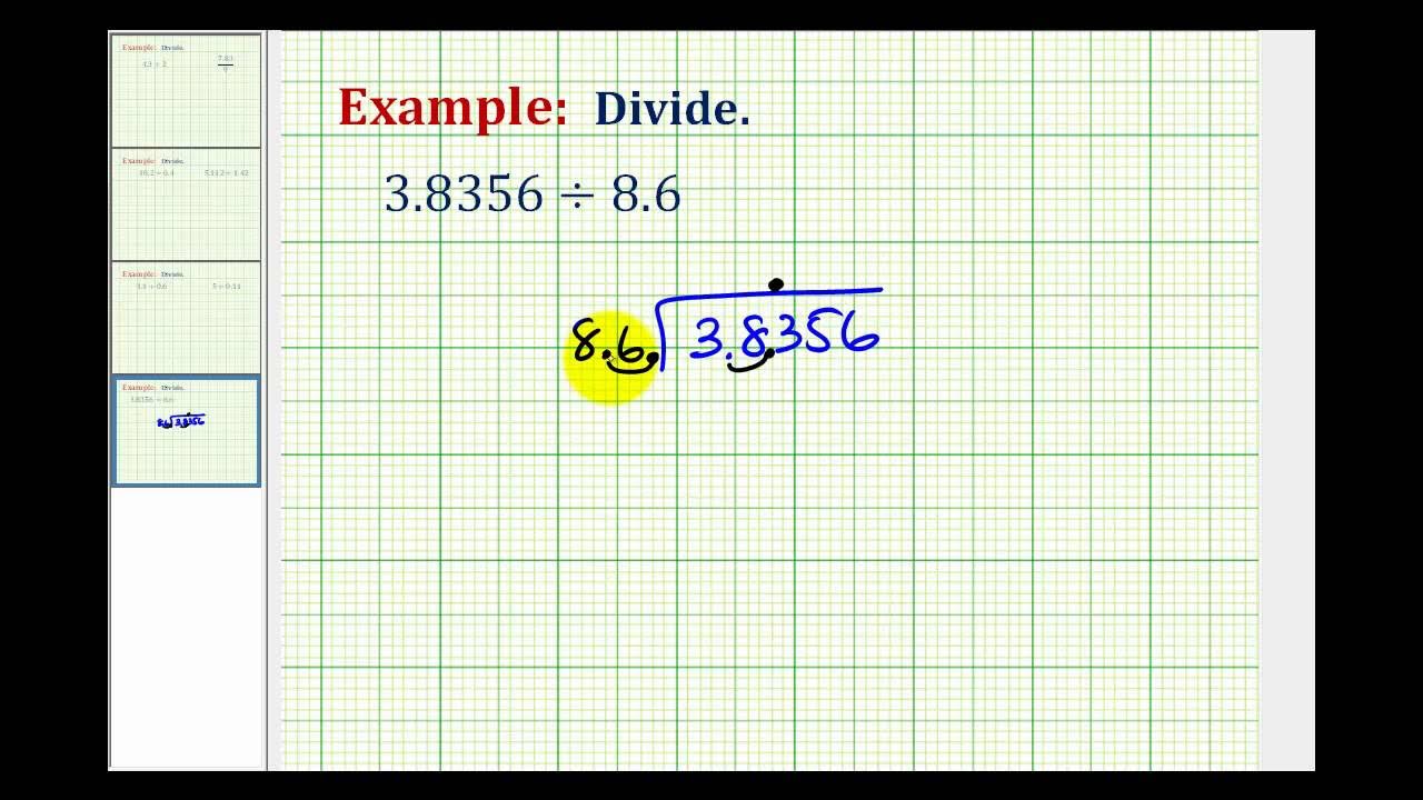 Example 2: Divide a Decimal by Another Decimal - YouTube