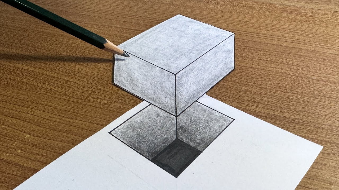 How To Draw Box 3D Hole Illusion | 3D drawing On Paper - YouTube
