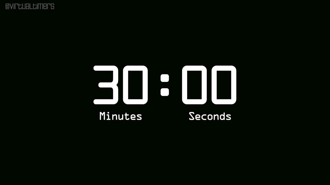 30 Minutes Countdown Timer with Alarm & Time Markers / Chapters - Retro ...