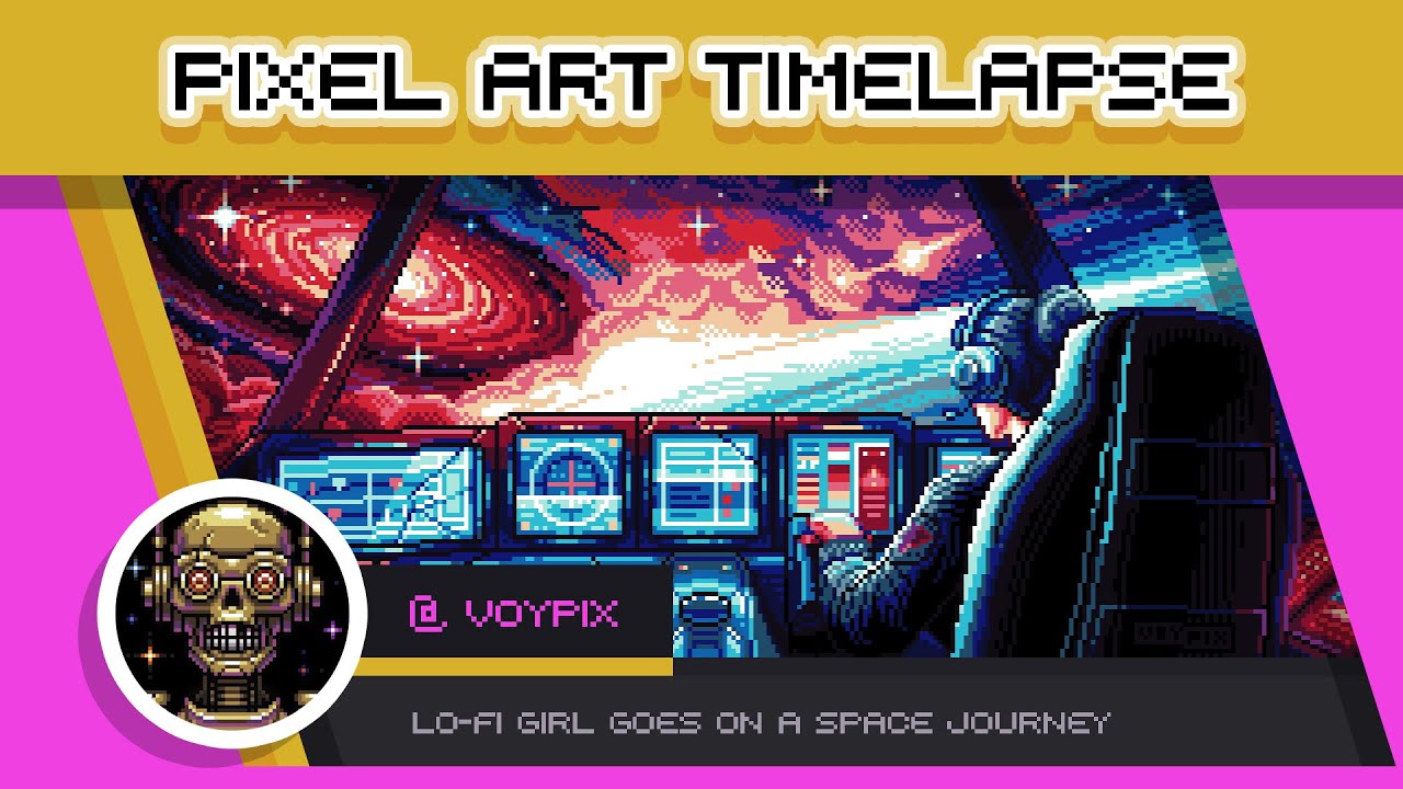 Relaxing Pixel Art Timelapse: Lo-fi Girl in Space 🚀 | Sci-Fi Pixel Art ...
