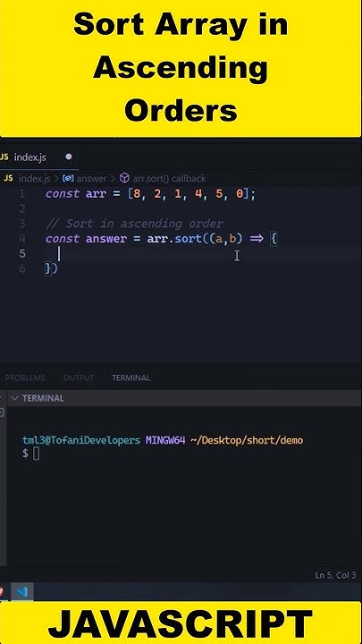 SORT ARRAY IN ASCENDING ORDER IN #short #javascript #shorts #programming #howto - YouTube