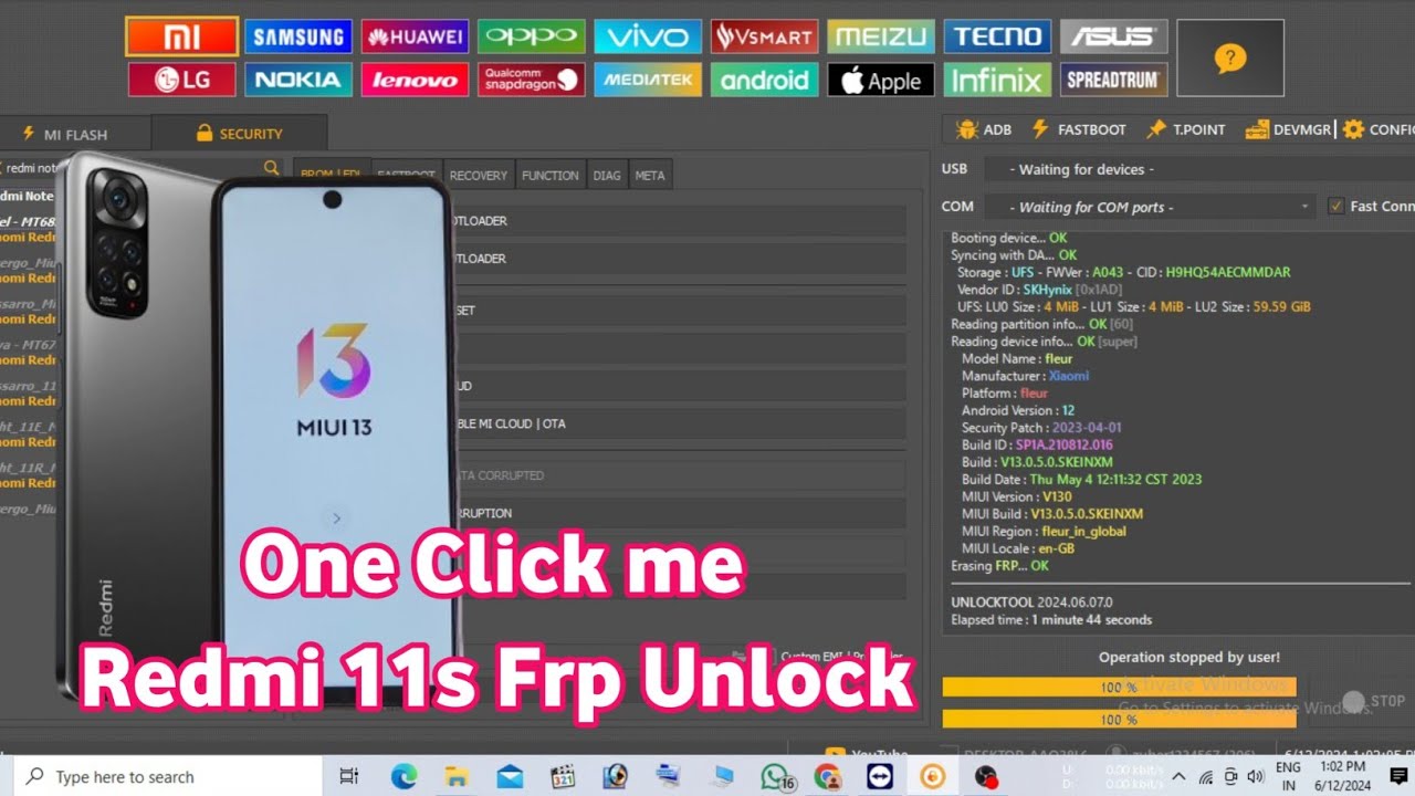 Redmi note 11s Frp lock remove ||One Click me Frp Lock remove Unlock ...