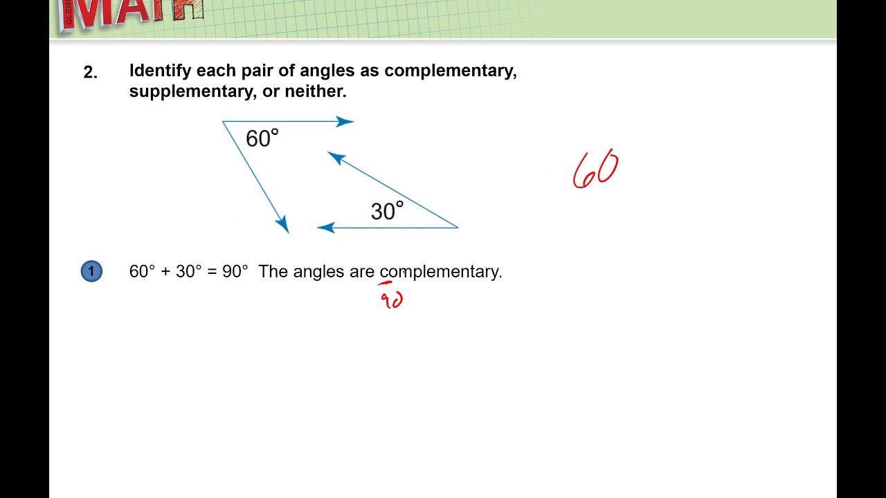 7.2 Complementary & Supplementary Angles - YouTube
