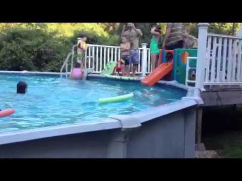 Travis throwing kids in pool August 2014 - YouTube