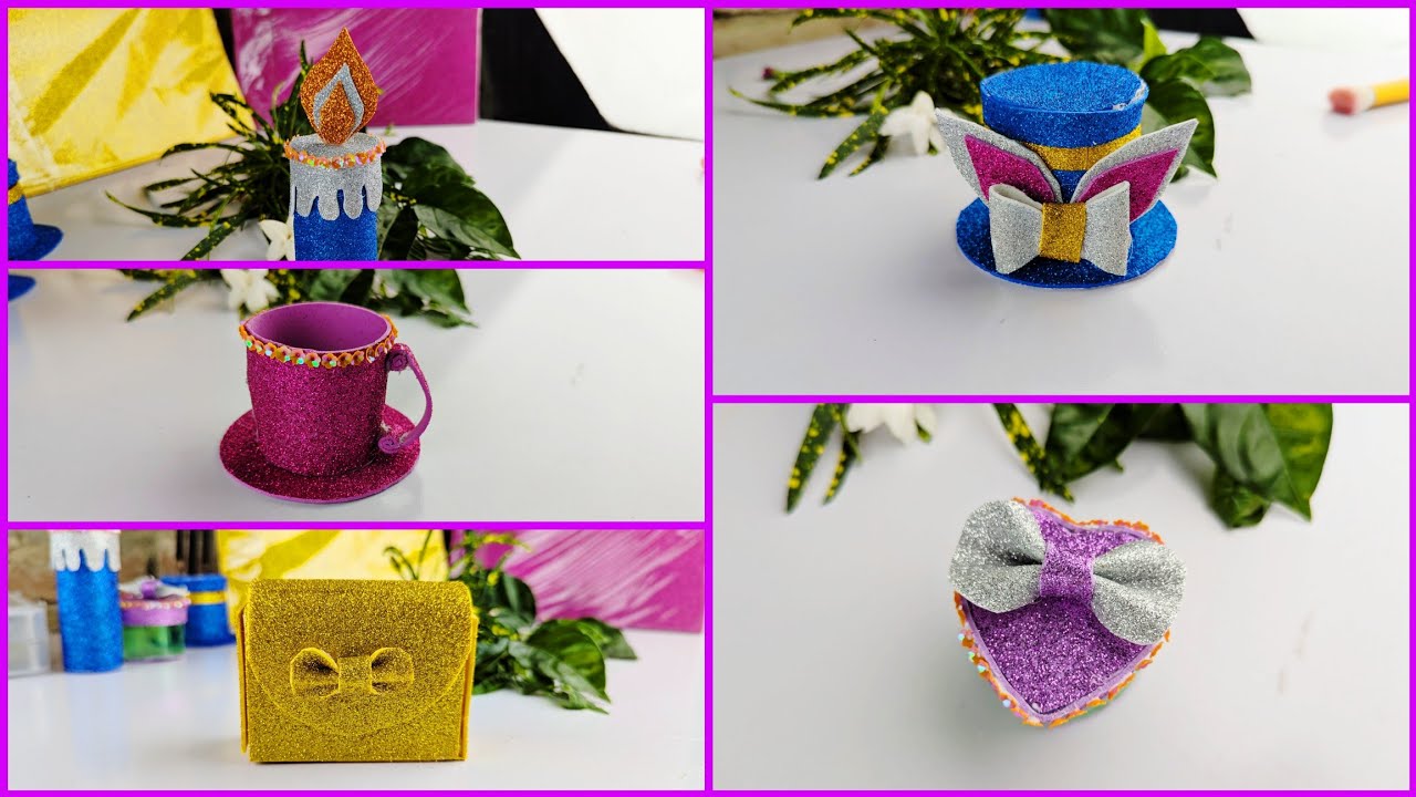 Top 5 Foam Sheet Paper Craft || Glittet Paper craft tutorial || DIY ...