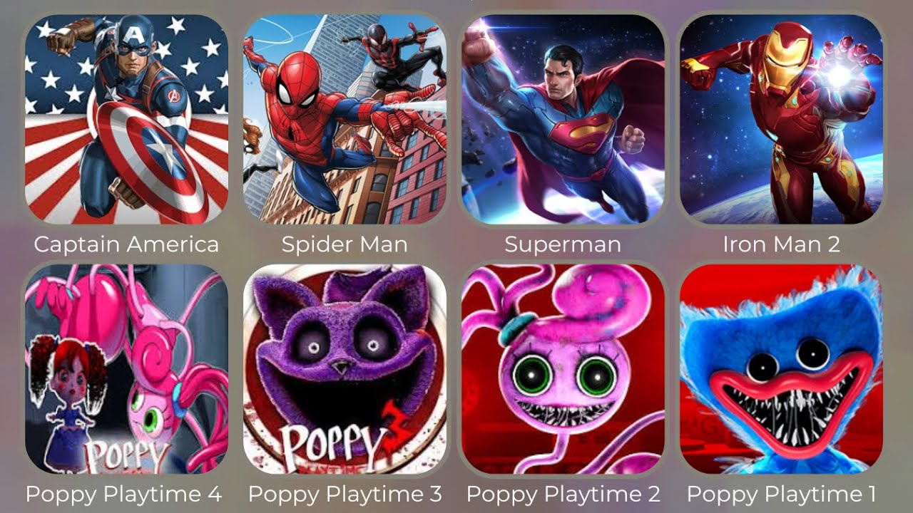 Spider Man, Hulk, Captain America, superheroes, Hulk Battle, Poppy ...