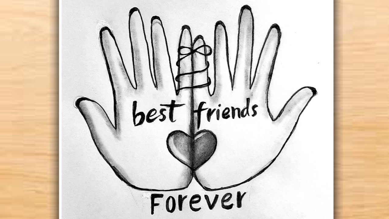 BFF Drawings Easy Step by Step | Friendship Day Drawing | Best Friend ...