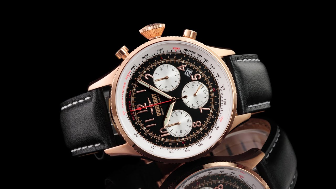 Dogfight DF0035 Wingman Collection 46mm Chronograph Aviator Style ...