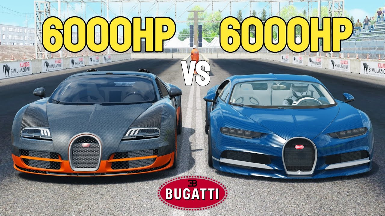 6000HP Bugatti Chiron vs 6000HP Bugatti Veyron RACE - YouTube