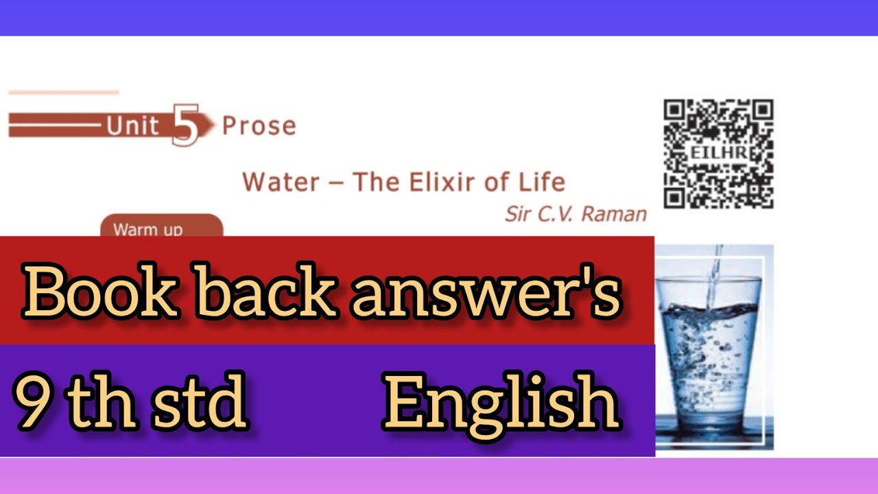 Water The Elixir of Life | Book Back Answer's | Unit- 5 | - YouTube