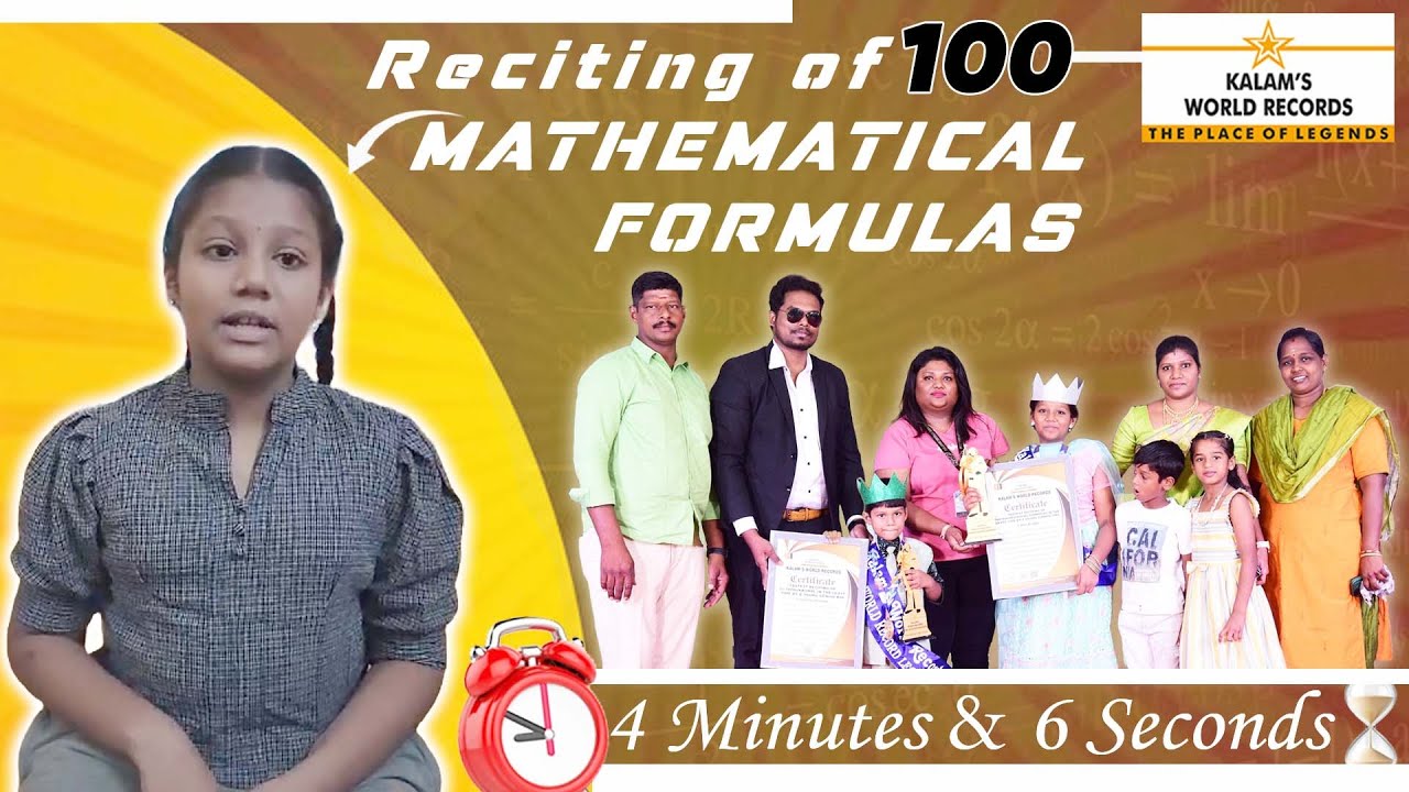 Fastest Reciting of 100 Mathematical Formulas in the Least Time by ...