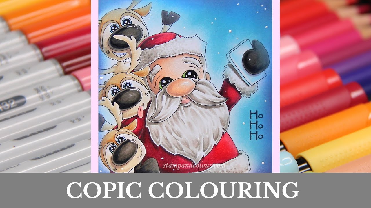 COPIC - Colouring Santa & Reindeer / Colorier Père Noël & Rennes ...