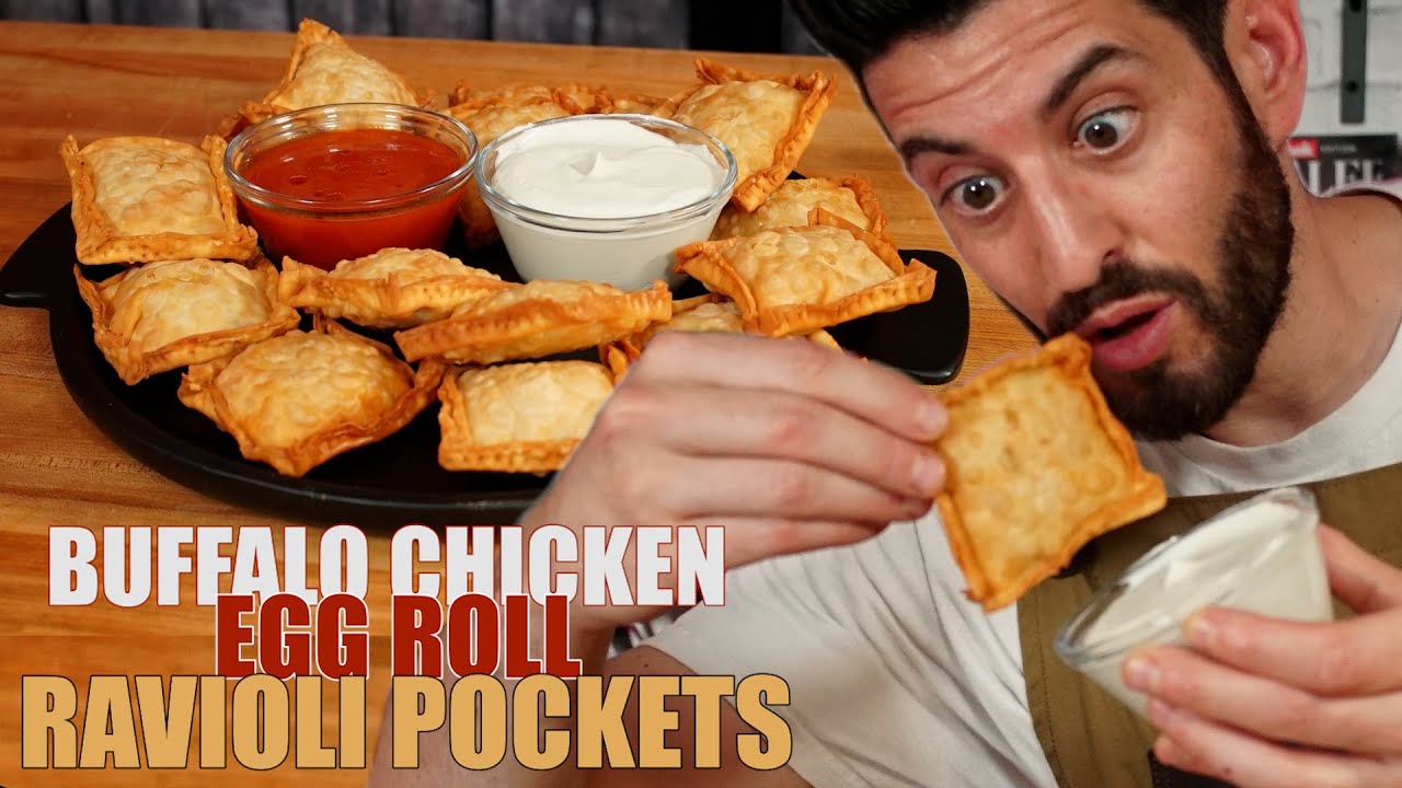 Buffalo Chicken Egg Roll Ravioli Pockets? | Working Title - YouTube