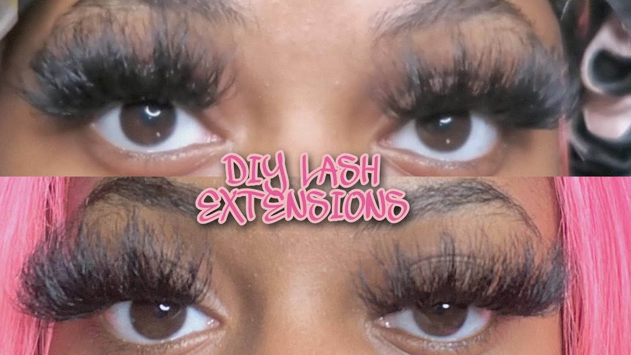 DIY lash extensions 😍 *with strip lashes* 🤭🙈 (at home) - YouTube