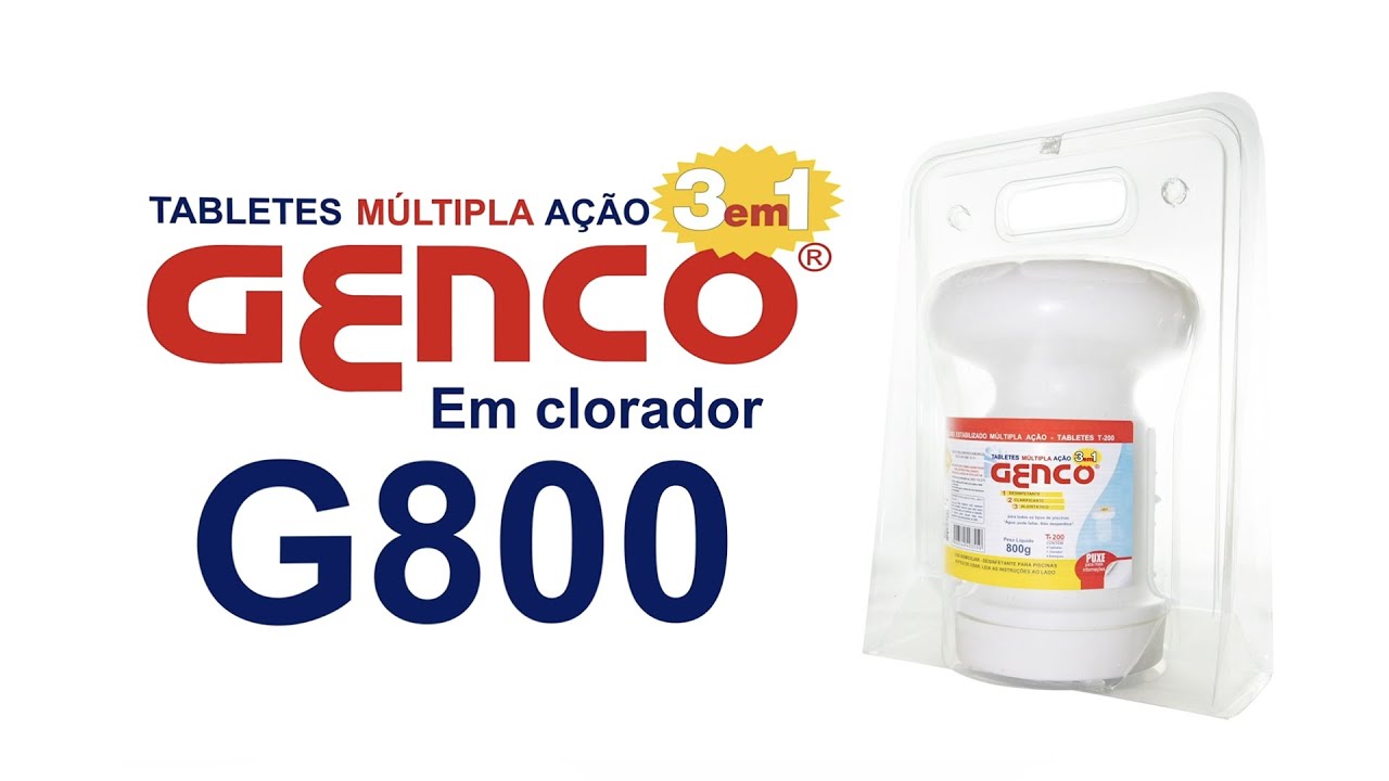 TABLETES MÚLTIPLA AÇÃO “3 em 1” EM CLORADOR FLUTUANTE GENCO® G800 - YouTube