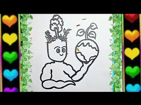 How To Draw A Tree Groot | Save Trees Save Earth |#treedrawing ...