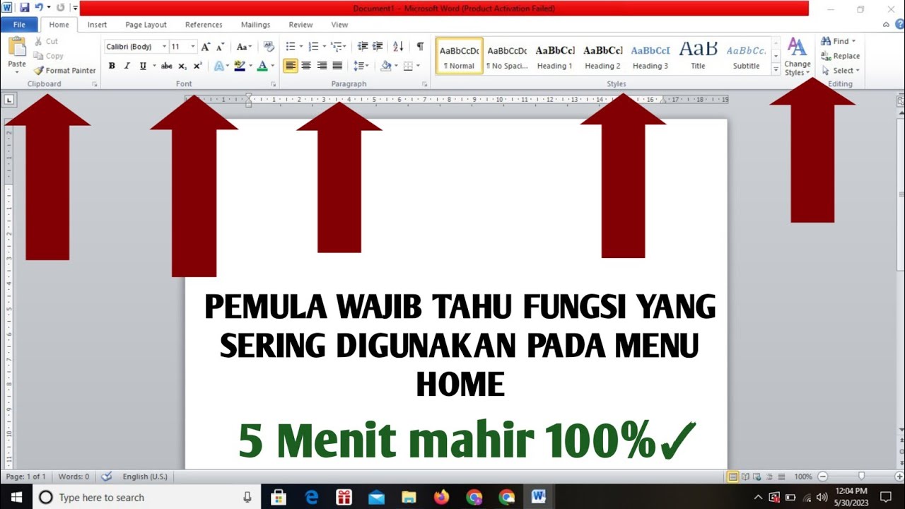 PEMULA WAJIB TAHU🤗 5 menit mahir ms word😯 penggunaan menu home yang ...