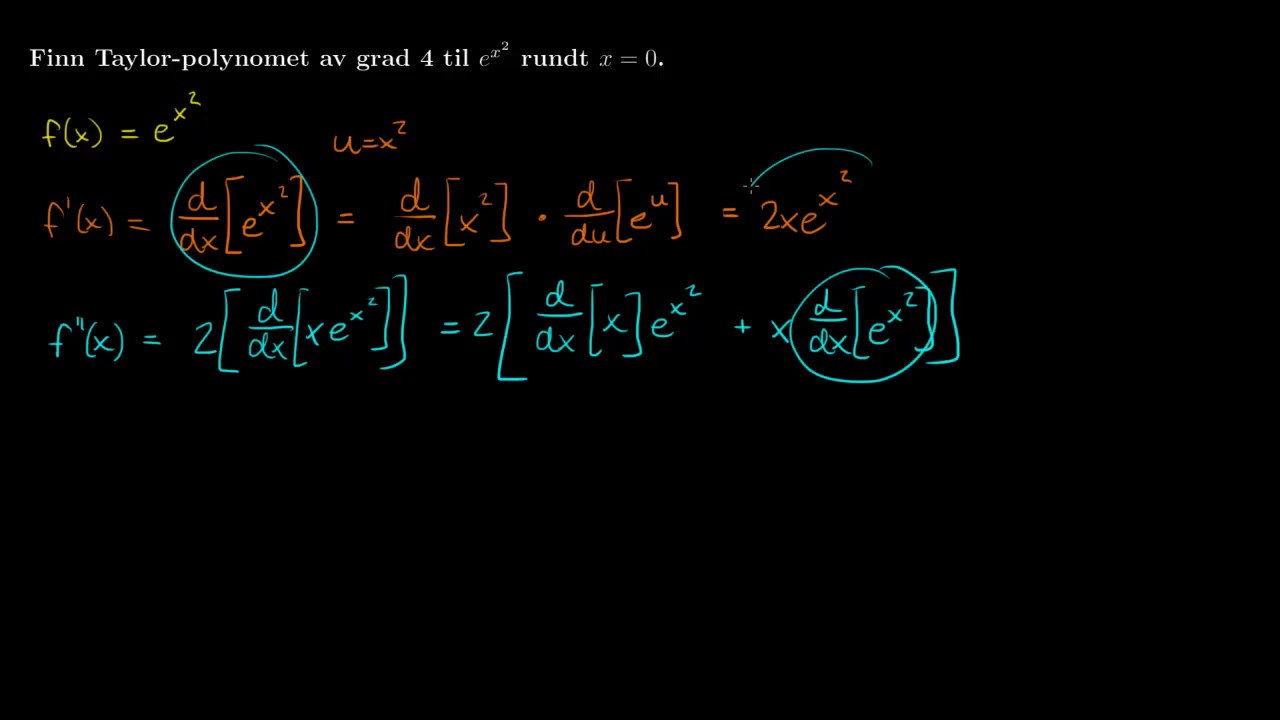 Taylor-polynomer - Eksempel med e^(x^2), x=0, del 1 - YouTube