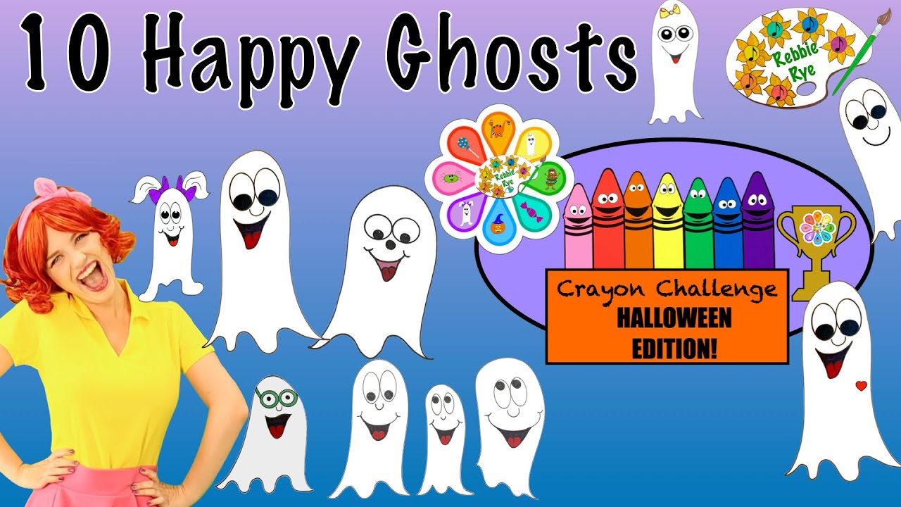 10 Happy Ghosts! Crayon Challenge! by Rebbie Rye - YouTube