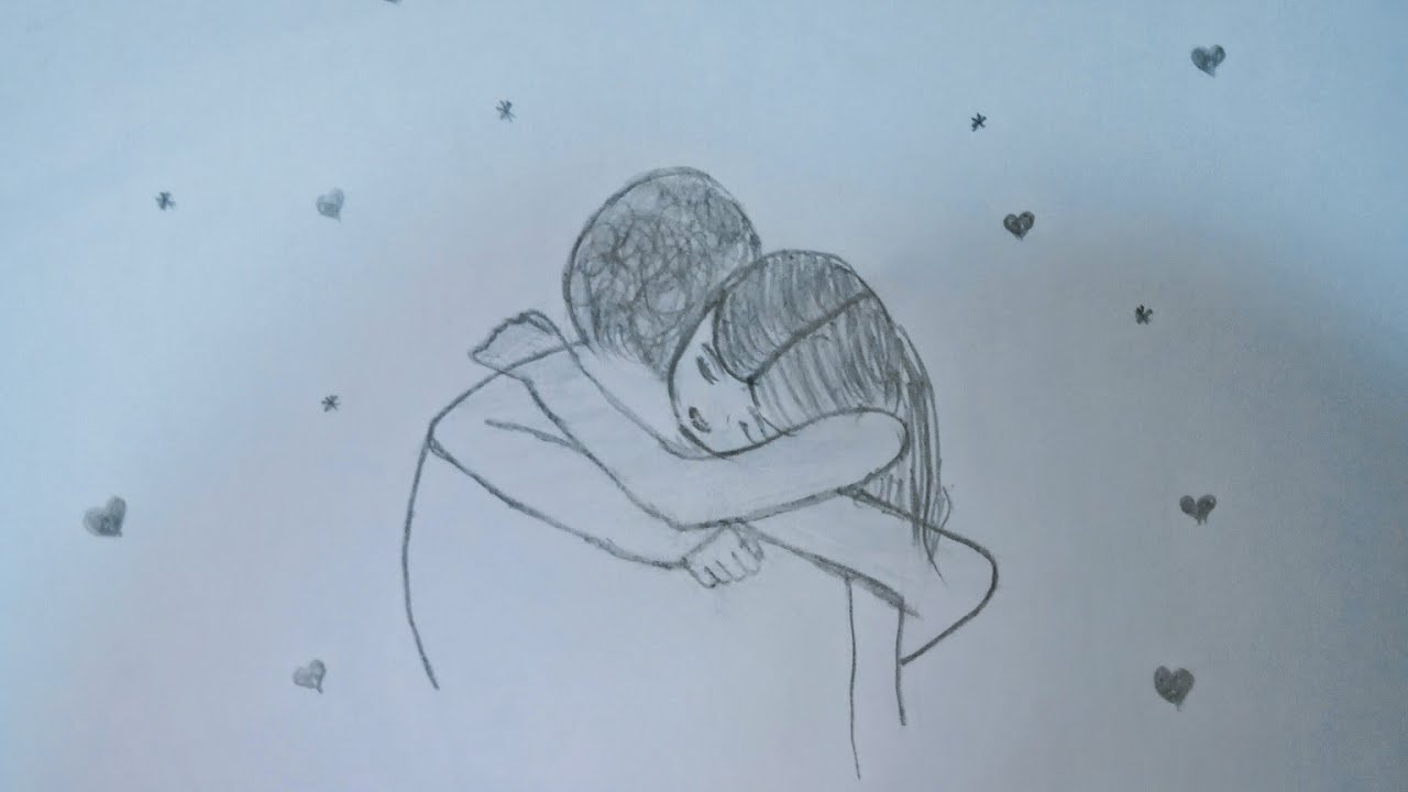 How to draw a hug | Hugging couple | Romantic drawing tutorial | Design ...