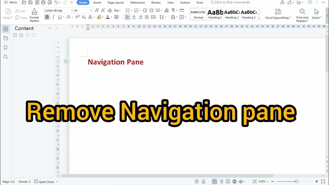 How remove navigation pane in MS Word - YouTube
