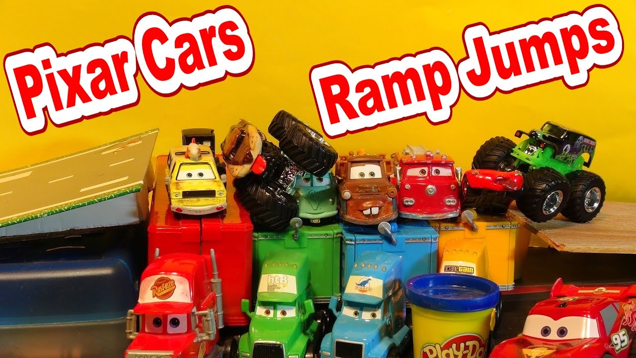 Disney Pixar Cars Ramp Jumps with Funny Car Lightning McQueen, Grave ...