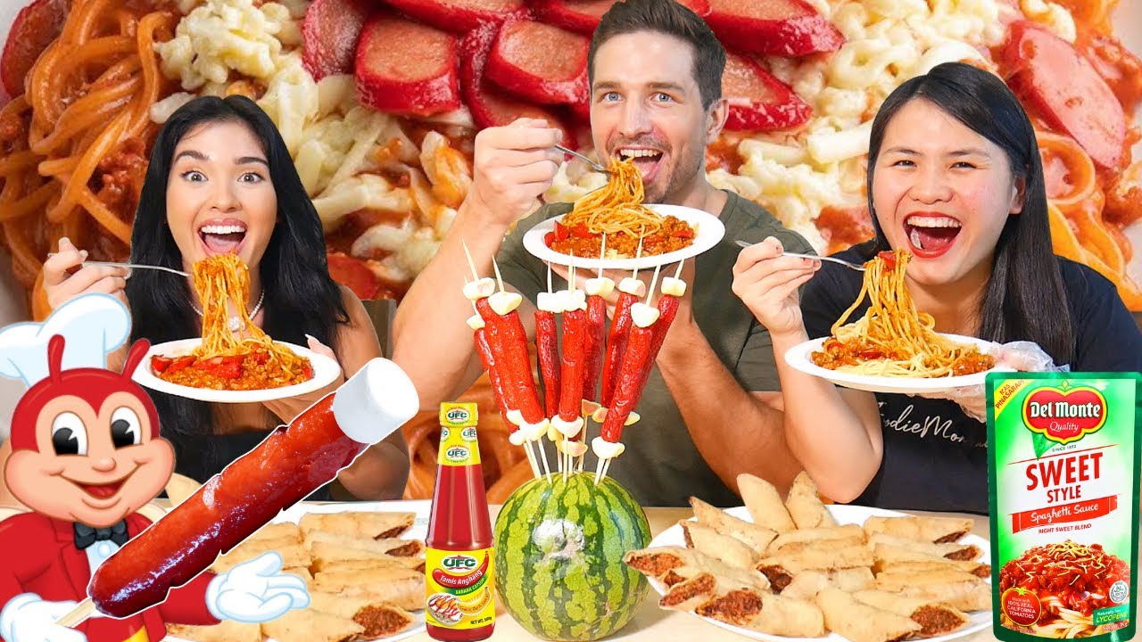 Foreigners Try Filipino Food!🇵🇭 PINOY SPAGHETTI & LUMPIANG SHANGHAI ...