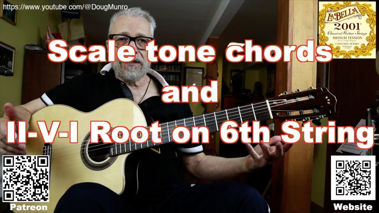 SCALE TONE CHORDS and II-V-I ROOT ON 6th STRING #guitarlesson - YouTube