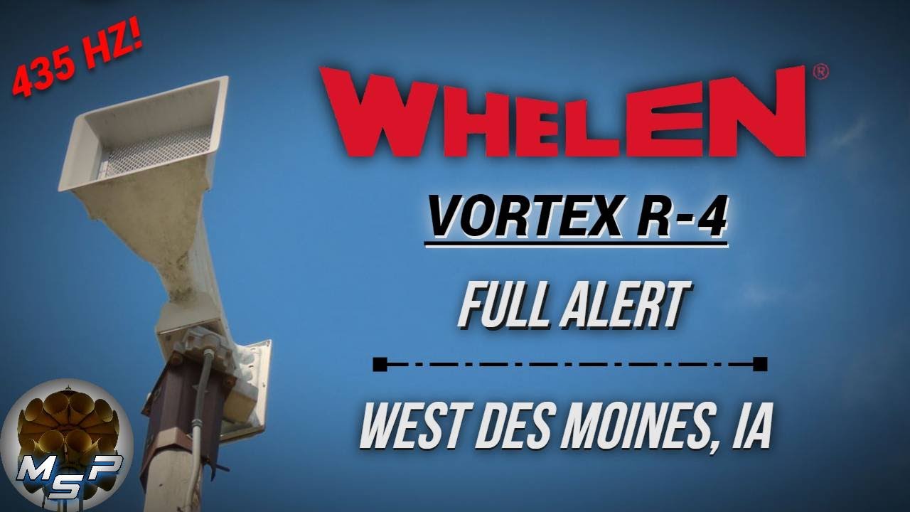 Whelen Vortex R-4 Tornado Siren Test | Full Alert | West Des Moines, IA ...