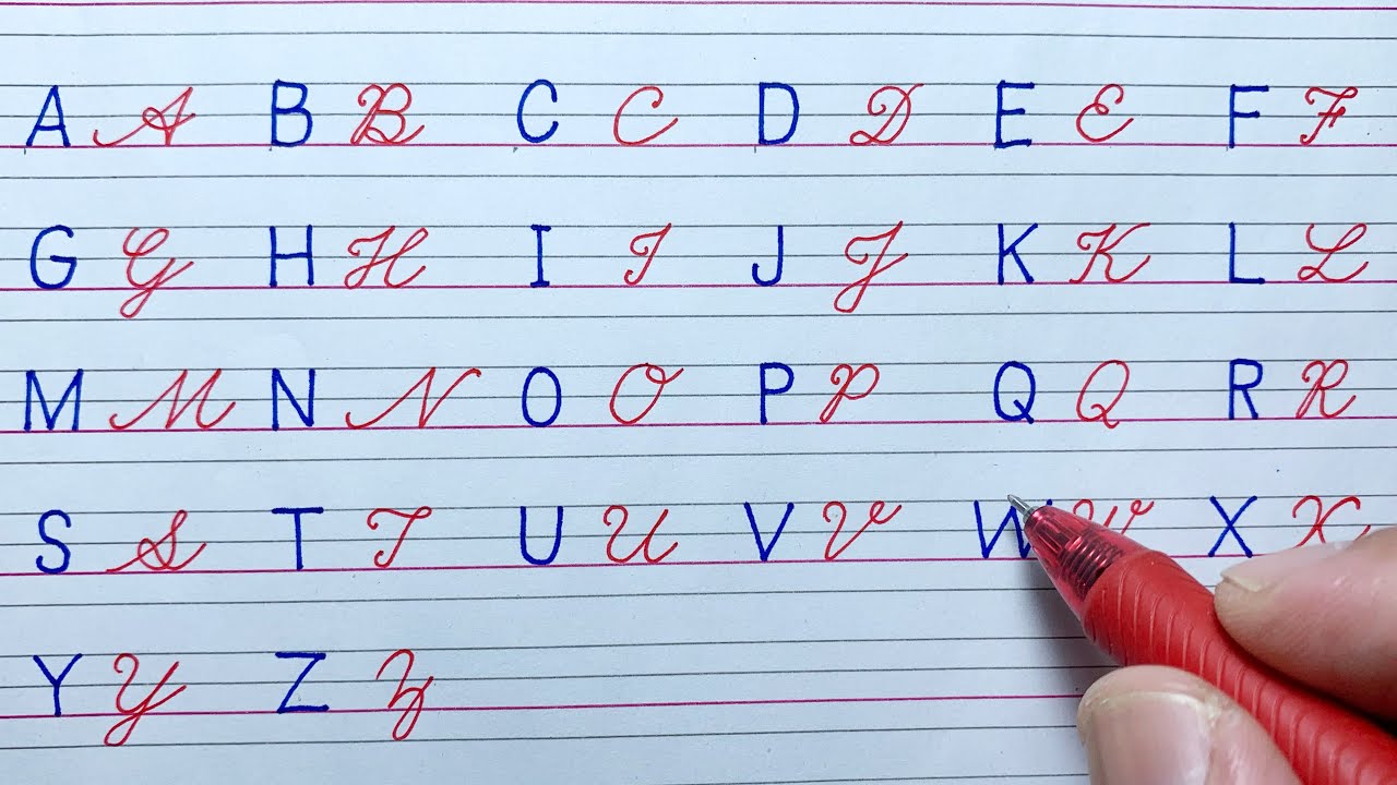 How to write English cursive writing A to Z | capital letters ABCD | Cursive handwriting ...