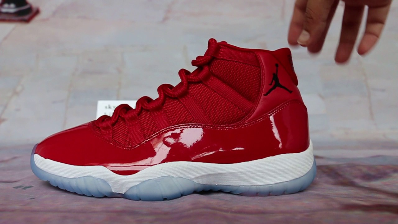 Close Look at Air Jordan 11 Chicago Gym Red - YouTube
