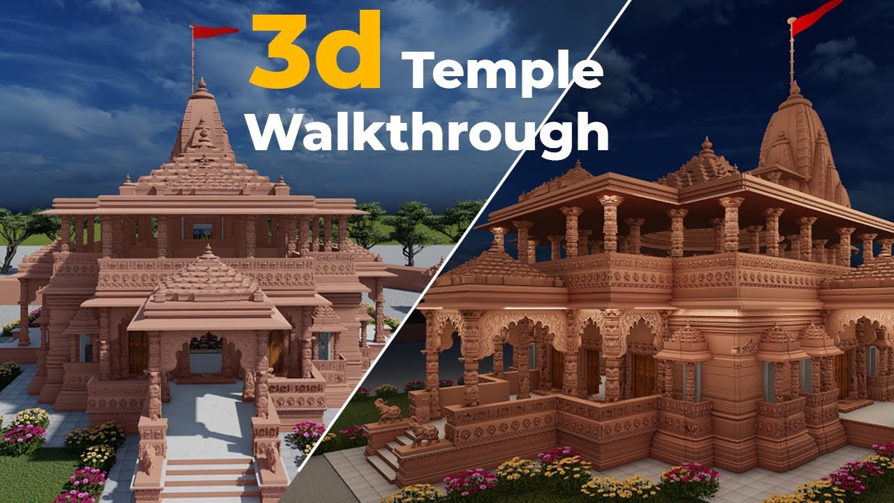 3D Temple Model Walkaround Animation - YouTube