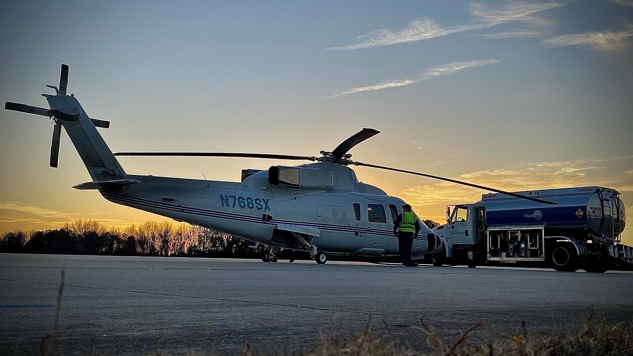 Gusty start up💨. A private Sikorsky S76 “spirit” arriving and departing ...