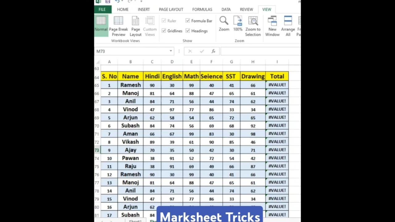 Marksheet 💪 Tricks in MS-Excel #excel #exceltutorial #excelshort #shorts - YouTube